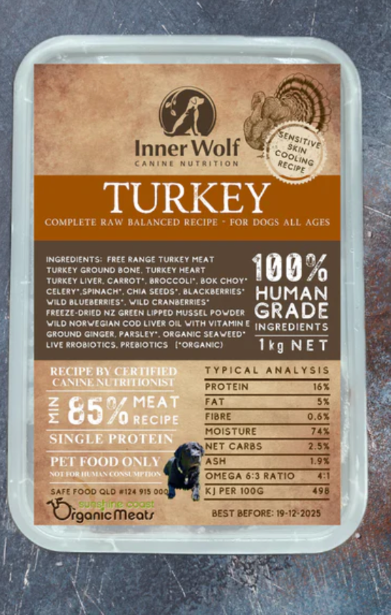Inner Wolf - Turkey 1kg | Chew Chomp and Chill