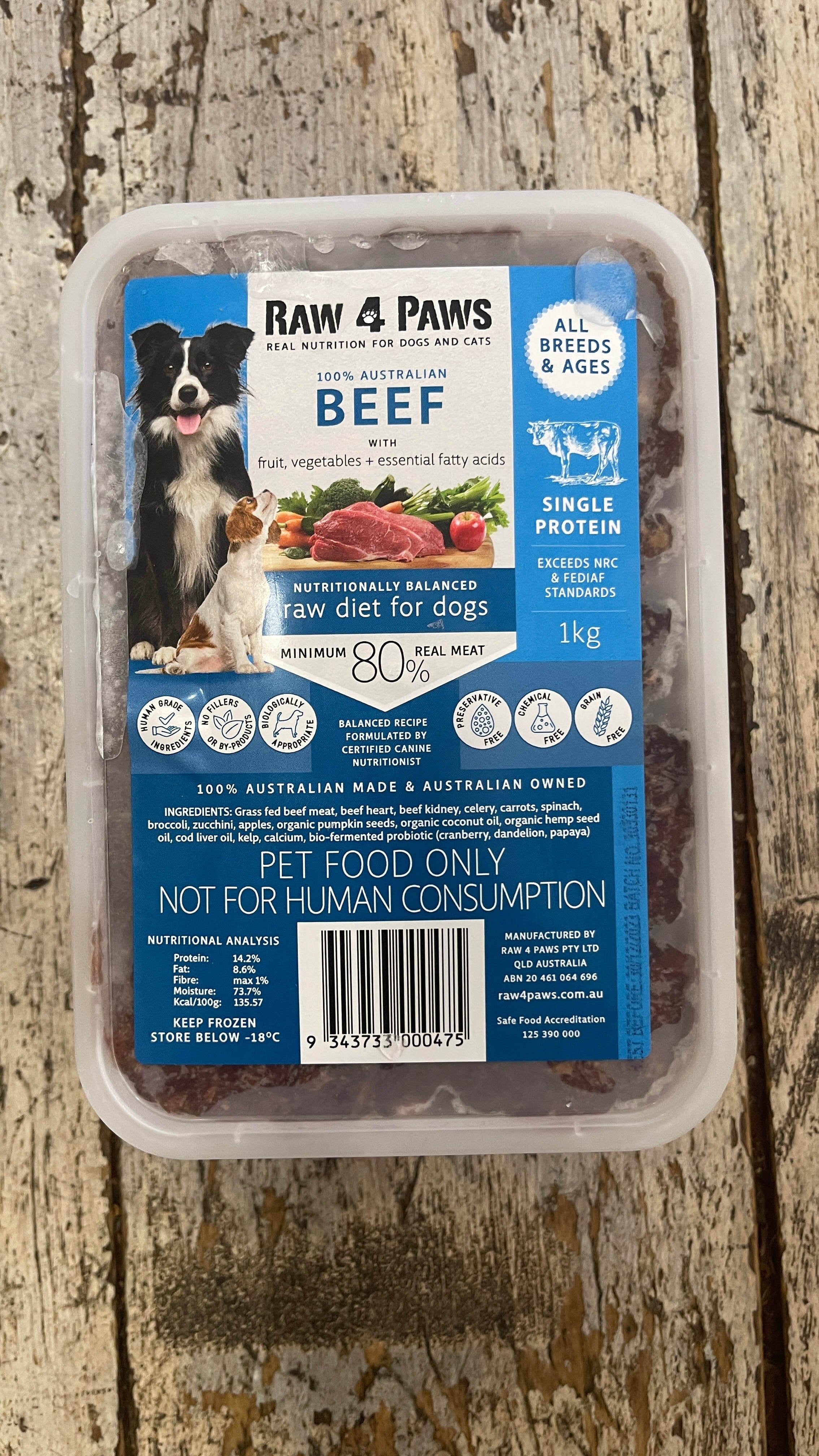 Raw4Paws - Beef Container 1kg | Chew Chomp and Chill
